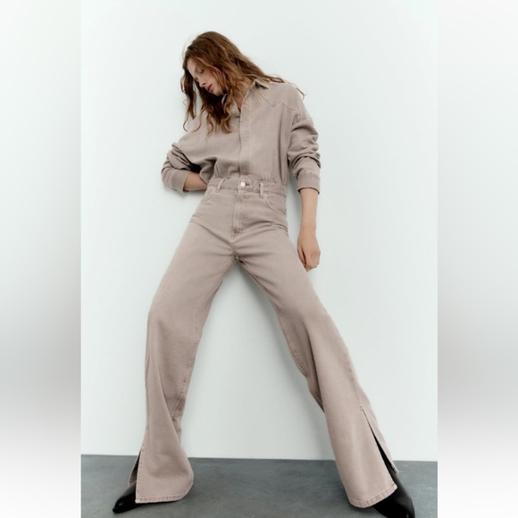 Zara | Pants & Jumpsuits | Trf Long Denim Jumpsuit | Poshmark